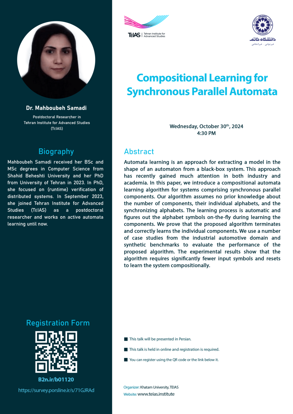 Compositional Learning for Synchronous Parallel Automata __ Mahboubeh Samadi - TEIAS | Tehran ...